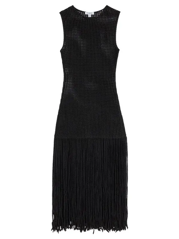 Alaïa Open-knit Fringed Midi Dress - Black