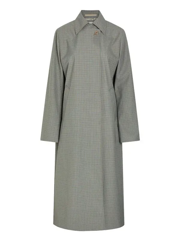 Our Legacy Checked Woven Trench Coat - Grey