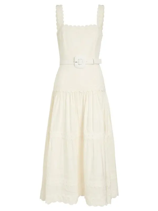 Rebecca Vallance Kahlia Appliquéd Linen-blend Midi Dress - Ivory