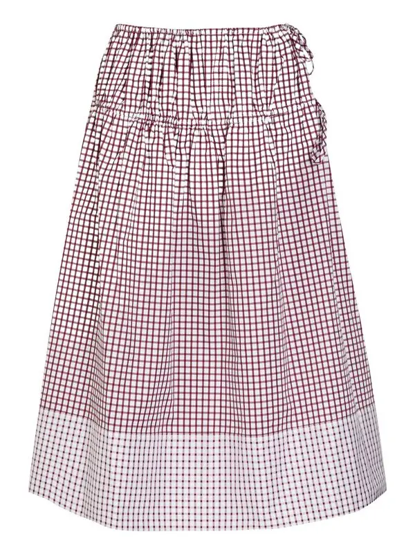 LIBEROWE Checked Cotton Midi Skirt - Pink