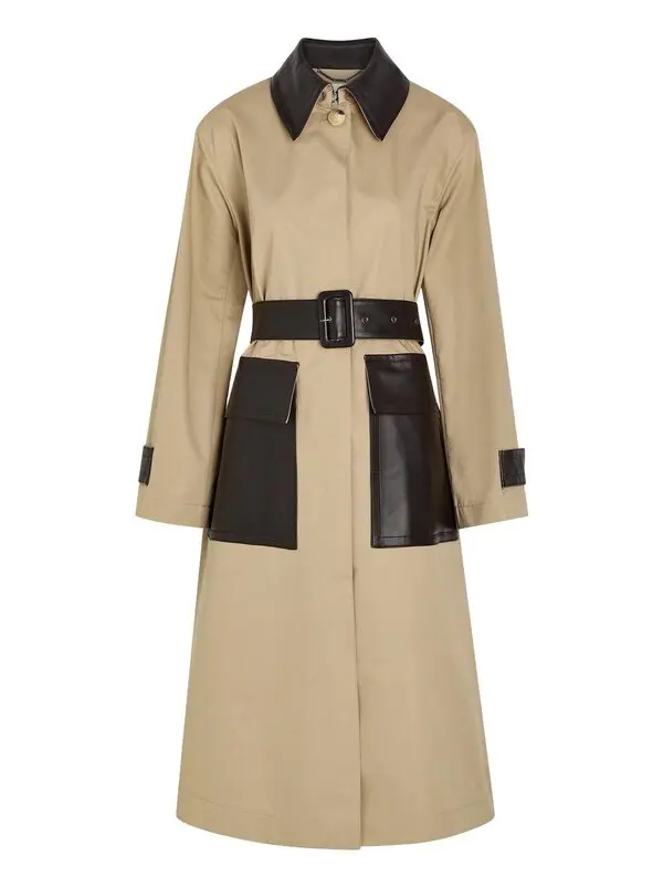 JOSEPH Zaman Belted Cotton And Leather Coat - Camel