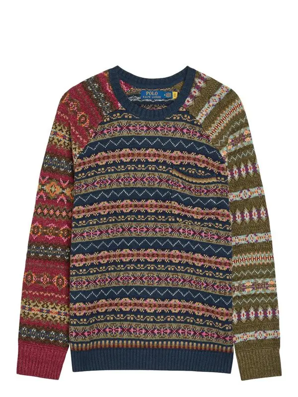 Polo Ralph Lauren Patterned Intarsia Linen And Cotton-blend Jumper - Multicoloured 1