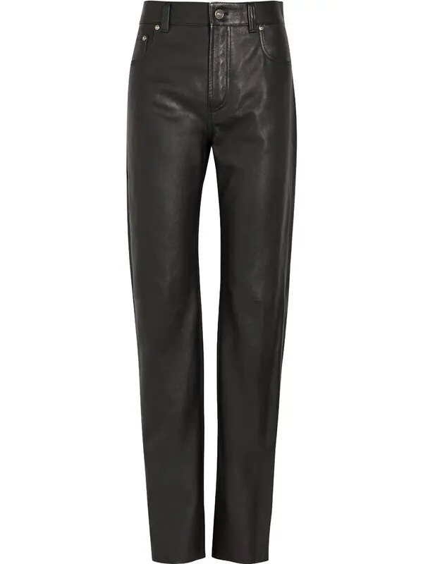 Versace Straight-leg Leather Trousers - Black