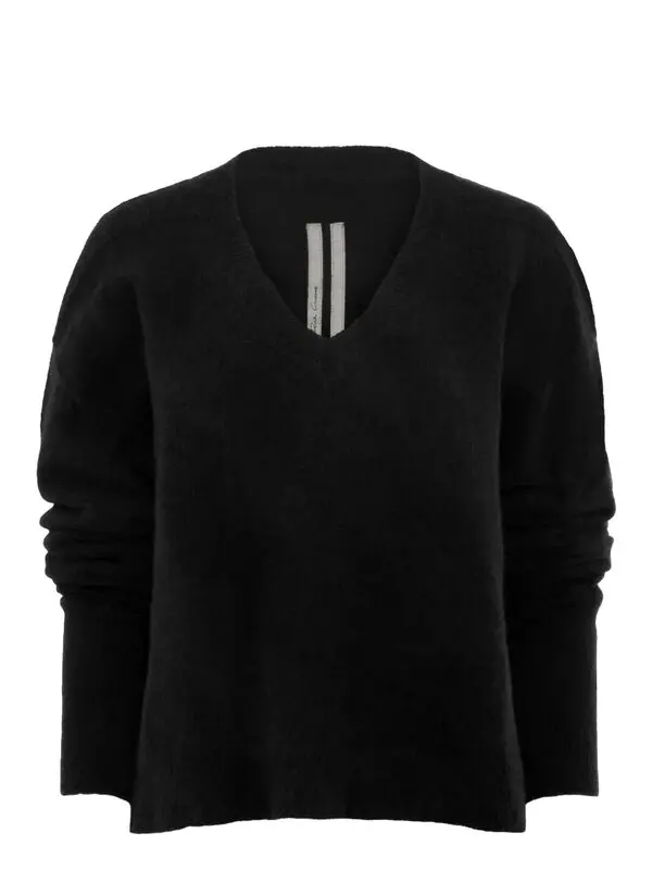 Rick Owens V-neck Long Sleeve Sweater - Black