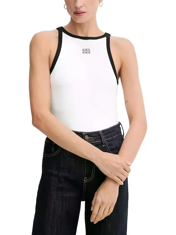GESTUZ Contrast-trim Sleeveless Top - White
