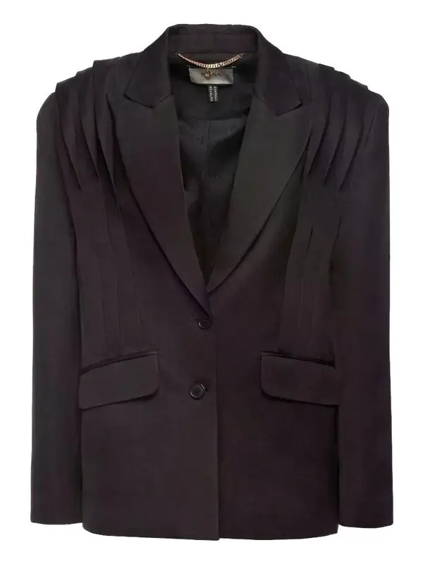 NISSA Oversized Pleated Blazer - Black