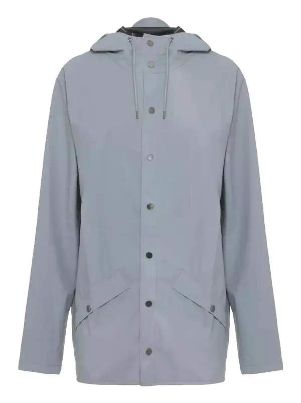 Rains Buttoned Hoodie Rain Coat - Blue