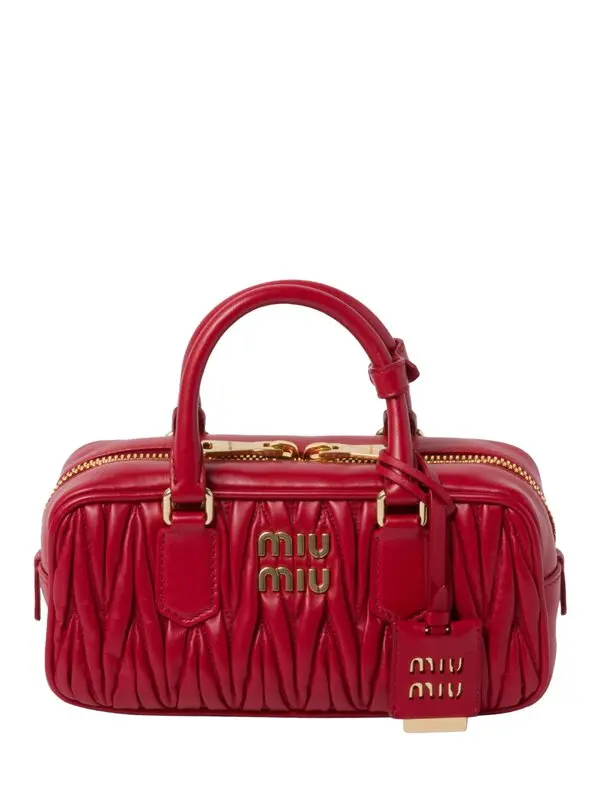 Miu Miu Nappa Leather Matelassé Arcadie Top-handle Bag - Red