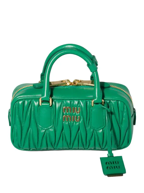 Miu Miu Nappa Leather Matelassé Arcadie Top-handle Bag - Green