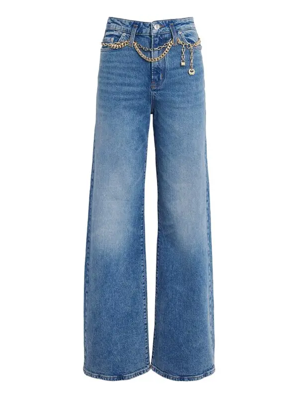 Maje High-rise Wide-leg Jeans With Chain Detail - Blue