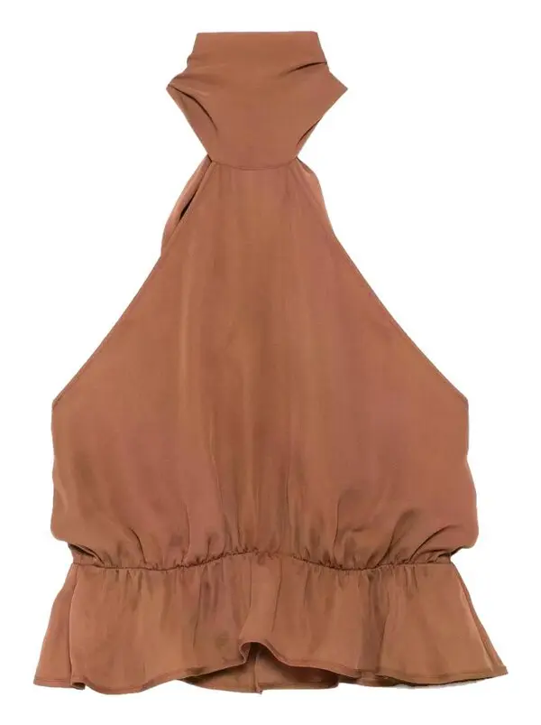 Kiki De Montparnasse Georgette Halter Top - Brown