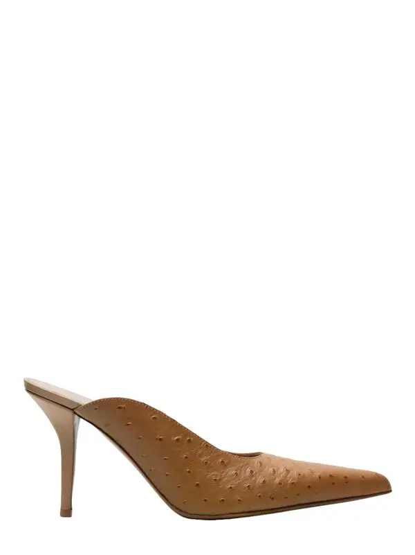 GIABORGHINI Leather Pointed Toe Mules - Brown