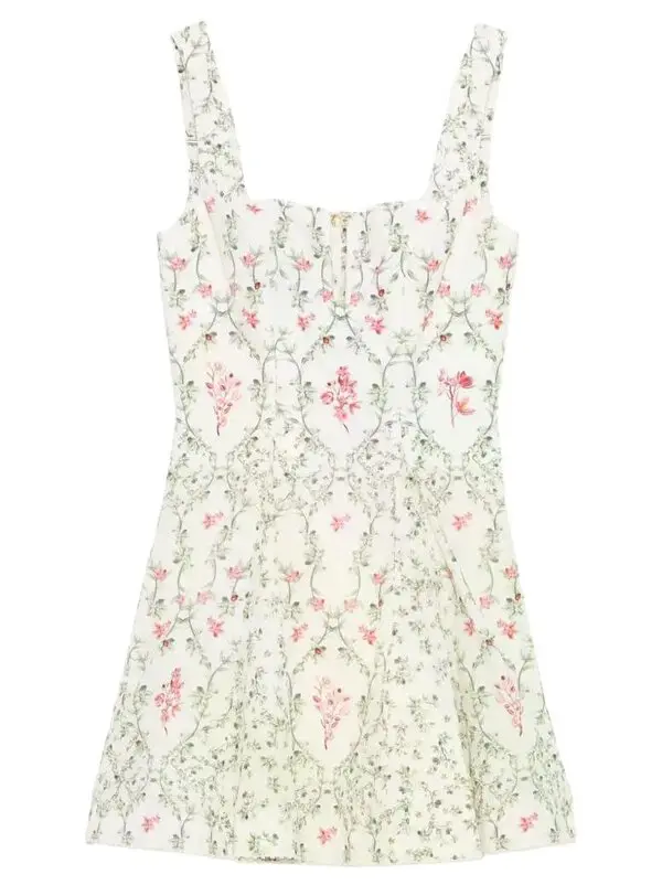 Agua Bendita Floral-print Mini Dress - Neutrals