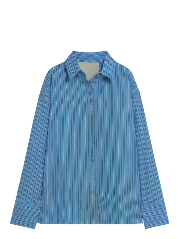 A PAPER KID Striped Button Shirt - Blue