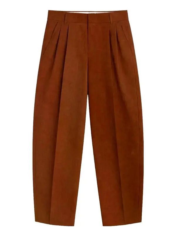 A PAPER KID Pleated Linen Trousers - Brown
