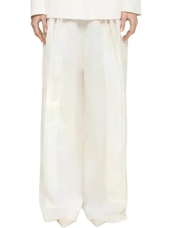 NISSA Mid-rise Linen Trousers - White