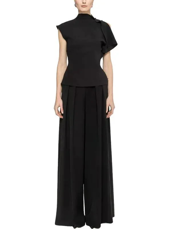 NISSA High-rise Palazzo Trousers - Black