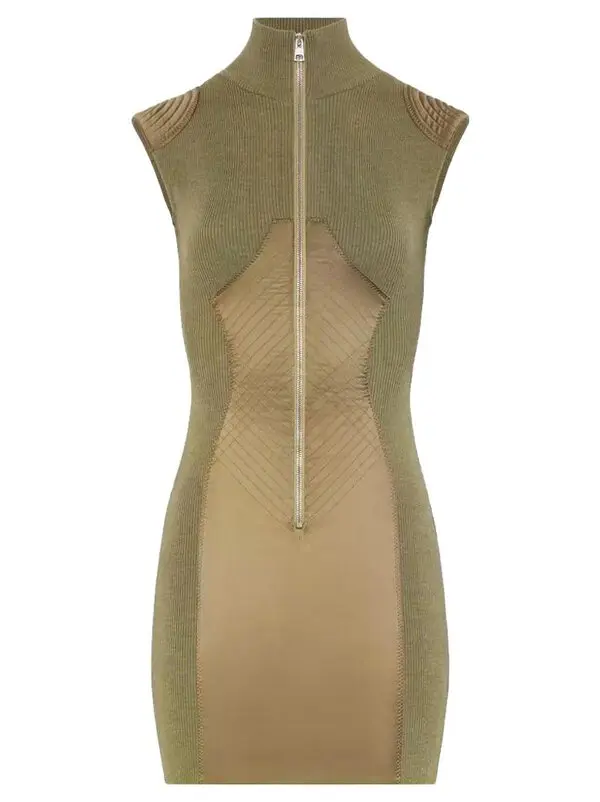 JEAN PAUL GAULTIER Ribbed Front-zip Mini Dress - Green