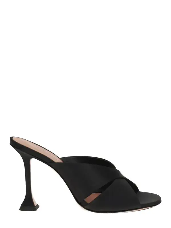 Amina Muaddi Salma Rounded Sculpted Heel Sandals - Black