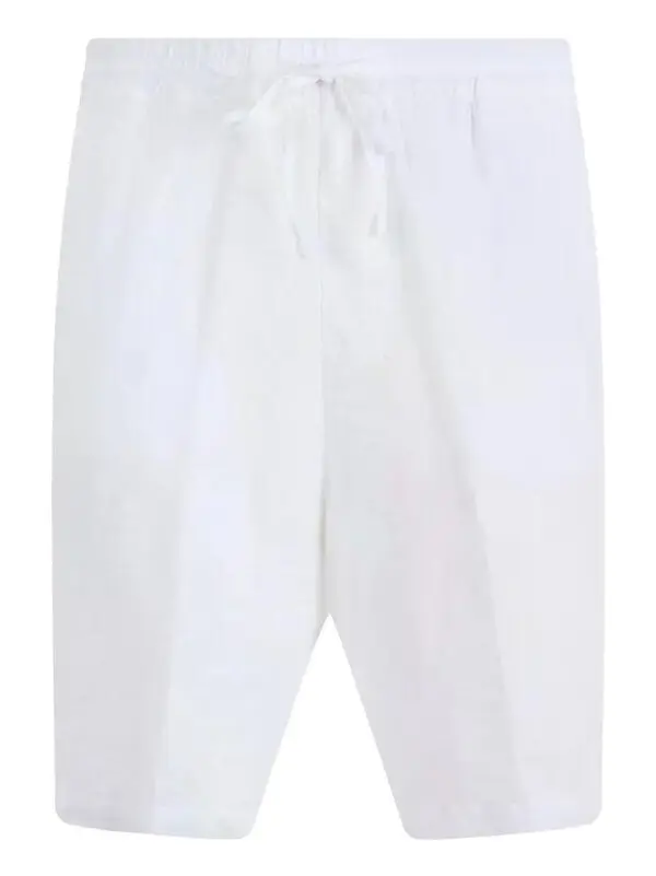 120% Lino Drawstring-waist Shorts - White
