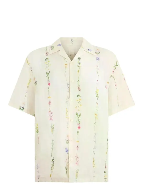 120% Lino Floral-print Linen Shirt - Neutrals