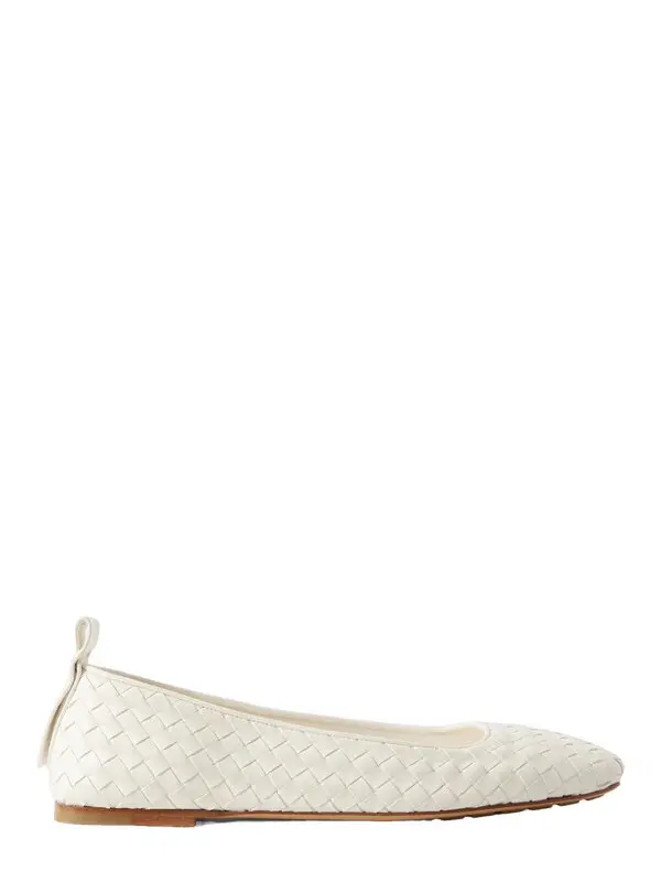 Bottega Veneta Charlotte Intrecciato Leather Ballet Flats - White