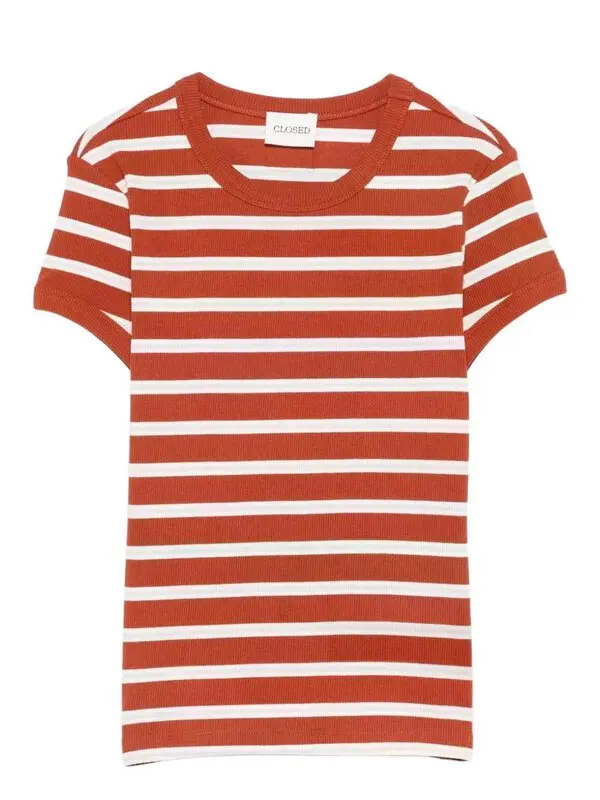 Closed Striped Rib-knit T-shirt - Orange
