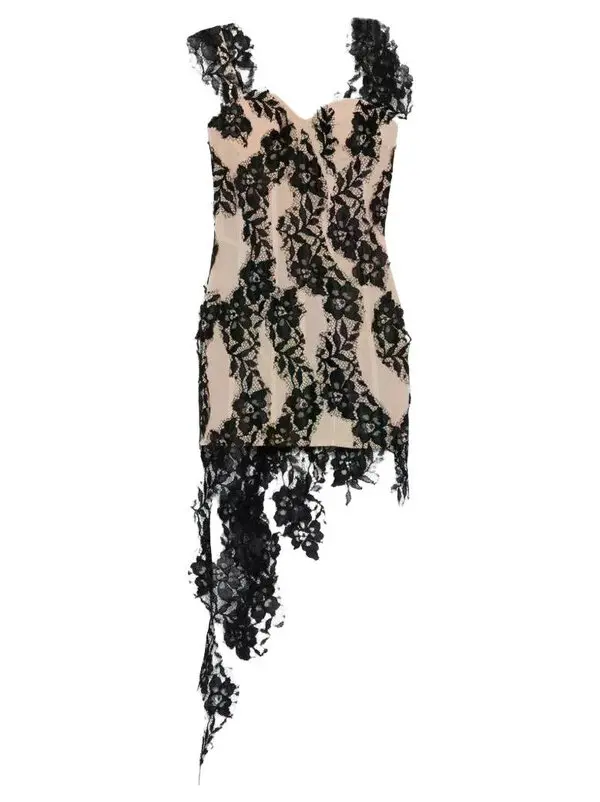 Giuseppe Di Morabito Lace Asymmetric Mini Dress - Neutrals