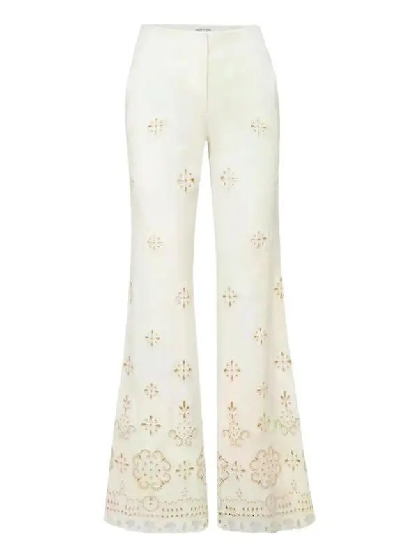 Veronica Beard Komi Embroidered Trousers - Neutrals