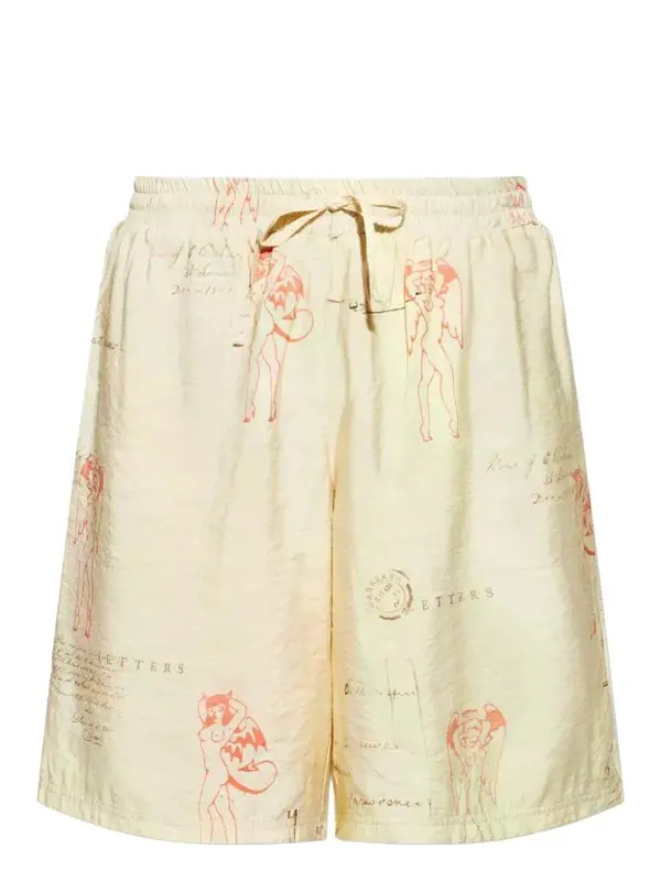 MISBHV Printed Drawstring Shorts - Yellow
