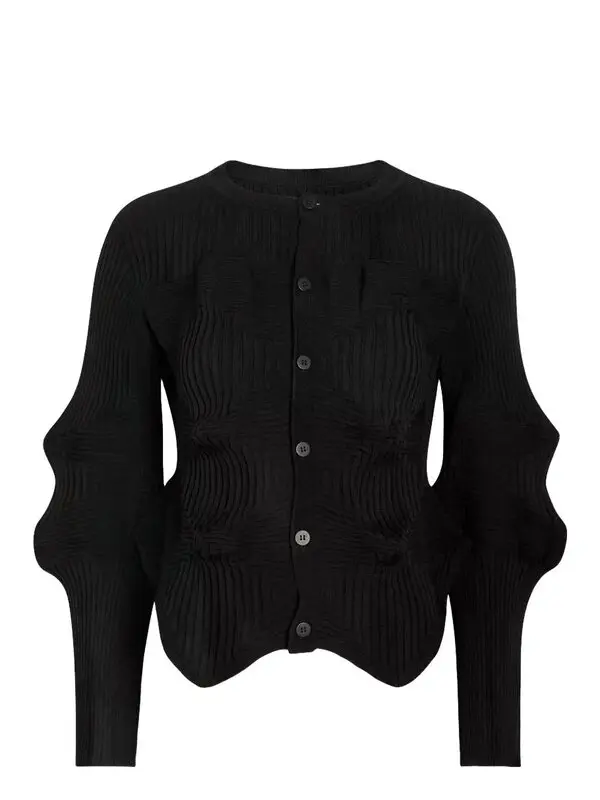 Issey Miyake Linkage Button Ridged Cardigan - Black