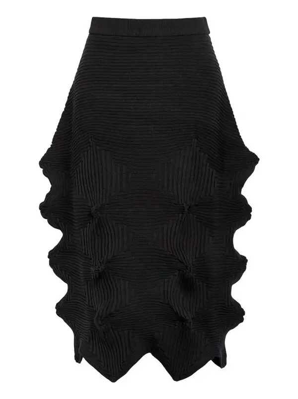 Issey Miyake Linkage Ribbed Jagged Skirt - Black