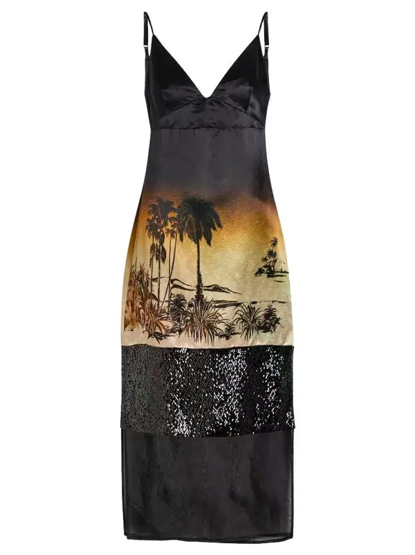 Staud Nalu Print Sequin Dress - Black