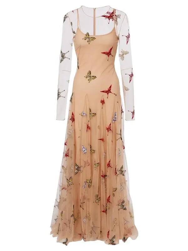 Blumarine Patch-appliqué Maxi Dress - Beige