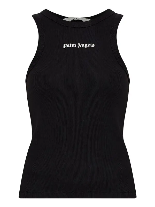 Palm Angels Ribbed Fitted Top - Black