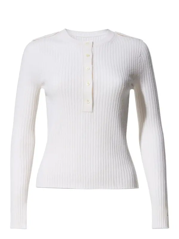 Perfect Moment Ribbed Henley Top - Cream