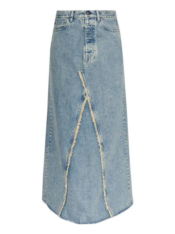 MAISON MARGIELA Denim Maxi Skirt With Raw Hem - Blue