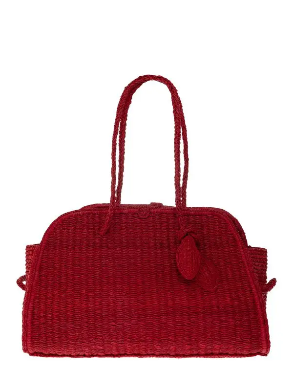 Jacquemus Turismo Raffia Shopper - Red