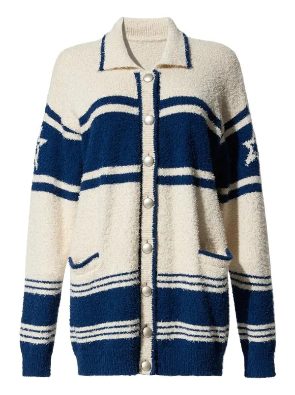 Perfect Moment Striped Cardigan With Pockets - Cream