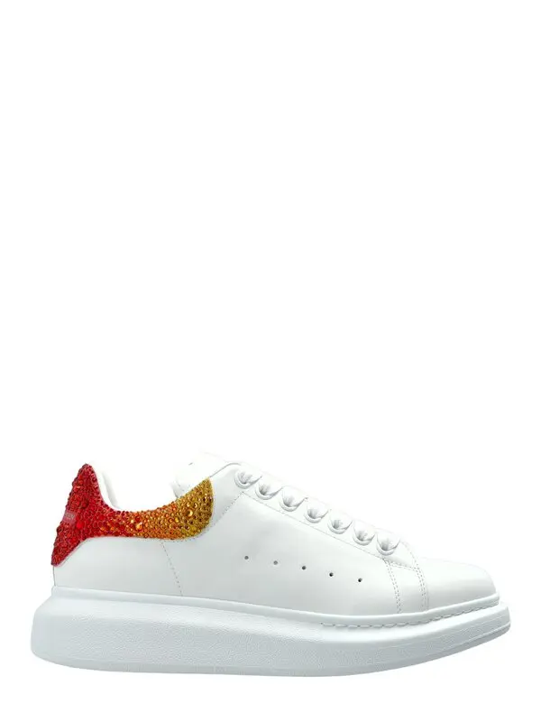 Alexander McQueen Leather Sneakers With Crystal Embellishments - White