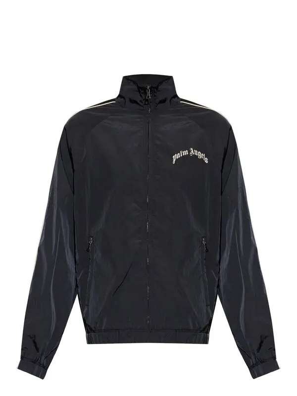 Palm Angels Lightweight Track Jacket With Stand-up Collar - Black