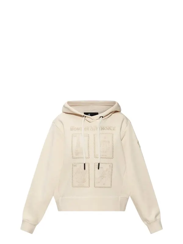 Moncler Hooded Cotton Sweatshirt - Cream