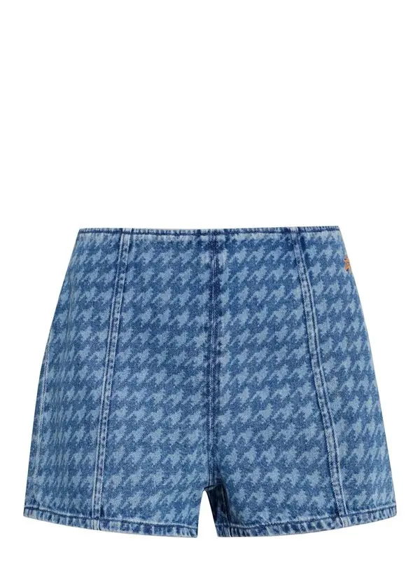 Perfect Moment Houndstooth Denim Shorts - Blue