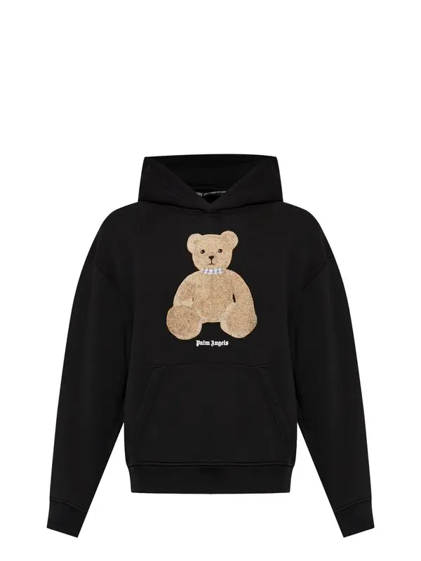 Palm Angels Plush Teddy Bear Appliqué Hoodie - Black