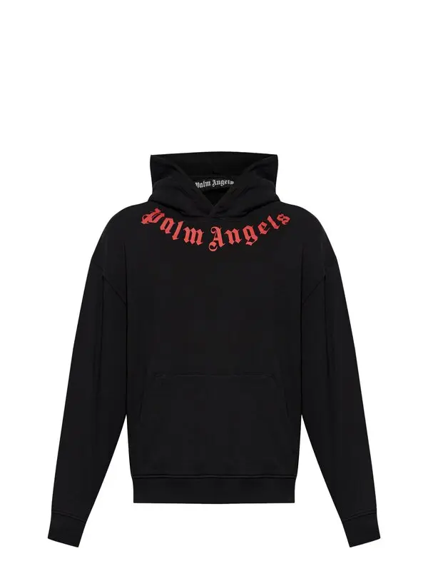 Palm Angels Hoodie With Gothic Inscription - Black