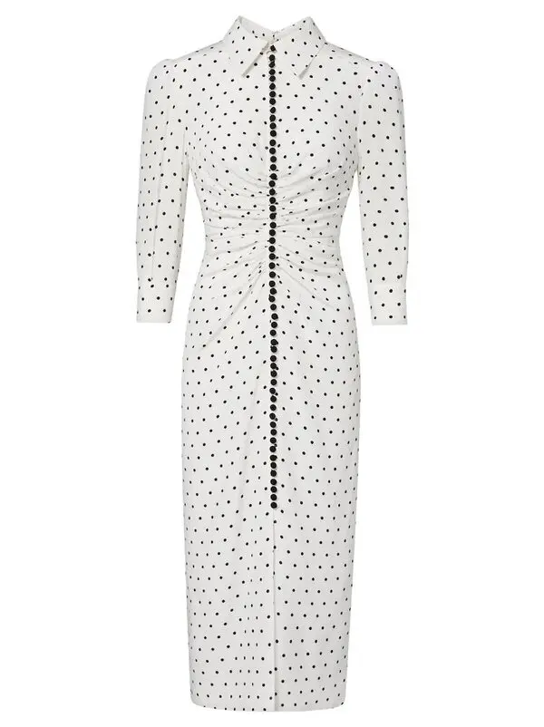 Carolina Herrera Polka-dot Silk Crêpe De Chine Shirt Dress - White