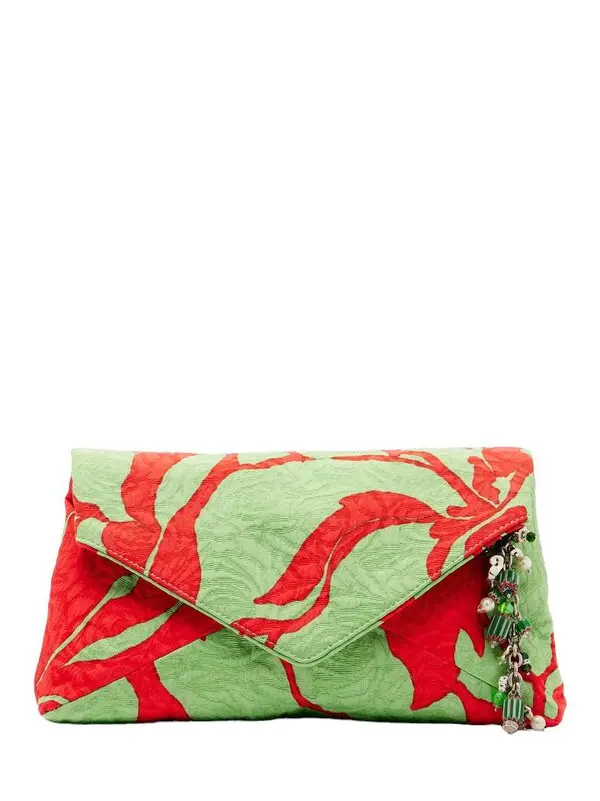 Dries Van Noten Envelope Small Jacquard Clutch - Green