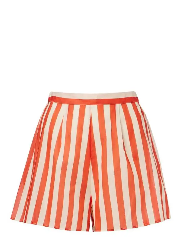 ERES Twins Striped Cotton Voile Shorts - Red
