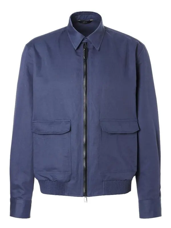Brioni Linen And Cotton Blouson Jacket - Blue