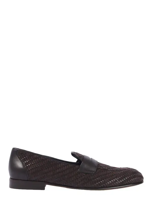 Brioni Appia Leather And Suede Loafers - Brown